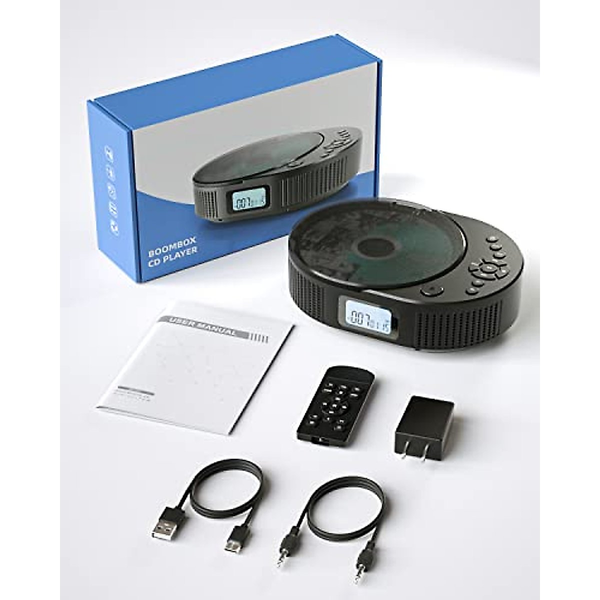 CD Player Portable, FELEMAN Upgraded 2 in 1 Portable CD Player & Bluetooth Speaker, Rechargeable Boombox CD Player for Car/Home with Remote Control, FM Radio, Support AUX/USB, Headphone Jack