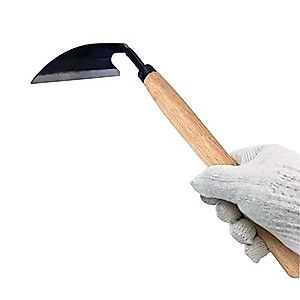 BOHAI Weeding Sickle, Japanese Style Sickle Garden Hoe Hand Weeder Tool Very Sharp Edge(Full Size)