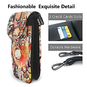 Anime Small Crossbody Bags,Shoulder Purse Leather Cell Card Slots Wallet,Fashion Anime Case Handbag Phone Pocket Phone Purse Wallet For Women