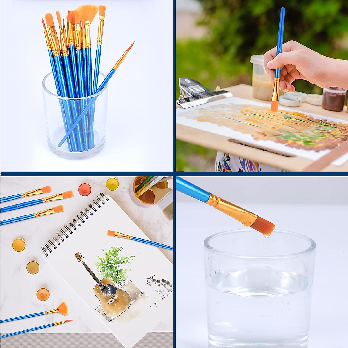 AROIC Acrylic Paint Brush Set, 30 pcs Nylon Hair Paint Brushes for All Purpose Oil Watercolor Face Body Rock Painting Artist, Small Paint Brush Kits for Kids Adult Drawing