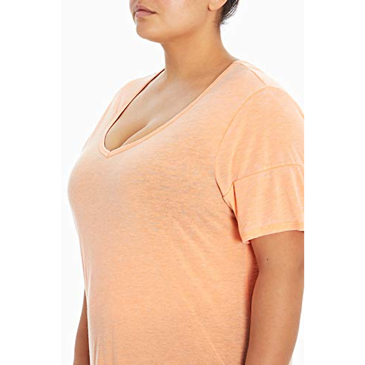 Marika Plus Size Vivion Short Sleeve V-Neck T-Shirt, Canteloupe, 1X