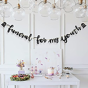 Halawawa Funeral for My Youth Banner, Funeral Birthday Banner for 20th 30th 40th 50th Birthday, Death to My Youth Here Lies Your Youth Banner for Men Women Lady Birthday Party Decorations