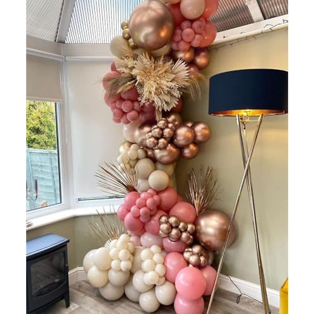 Dagelar Dusty Pink Boho Blush Balloons, Metallic Rose Gold Retro Pink Ivory White Balloons, Nude Cream White Balloons and Confetti Balloons for Bridal Baby Shower Girls Birthday Wedding Decor Supply