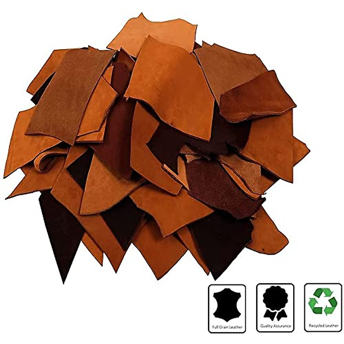 Leather Scrap Crafts 1 lbs Leather Scrap - Large Pieces of Full Grain Leather Cowhide Remnants Bag - Design & Make Crafts - Mixed Colors