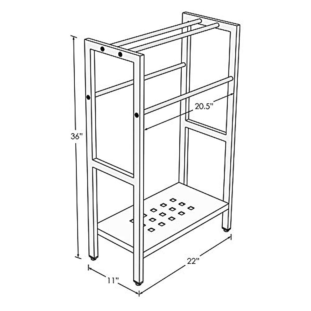 Asta Freestanding 4-Bar Towel Rack with Stainless Steel Towel Bars and Storage Shelf. Powder-Coated Metal Organizer with Adjustable TPR Levelers for Bath, Towels and Much More. B501 (Light Sage)