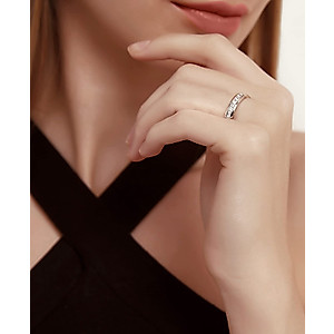 TIGRADE 4mm Women Titanium Engagement Ring Cubic Zirconia Eternity Wedding Band Size 3 to 13.5 (4MM-Square CZ, 5.5)