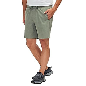 Eddie Bauer Men's Woven Tech Pull On Stretch Training Athletic Shorts, Quick Dry Lightweight Workout Running Shorts with Pockets - Duck Green XL