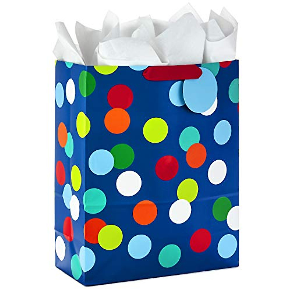 Hallmark 13" Large and 15" Extra Large Gift Bags Assortment with Tissue Paper (Pack of 3: Celebrate, Rainbow Stripes, Polka Dots) for Christmas, Birthdays, Father's Day, Graduations or Any Occasion