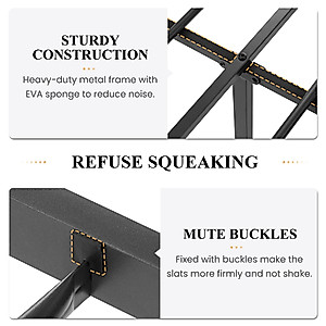 SHA CERLIN Grey Metal Bed Frame Full, Industrial Wooden Platform Base with Rivet Headboard and Footboard, No Box Spring Needed