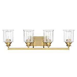 Savoy House 8-1972-4-322 Hampton Warm Brass 4-Light Bathroom Vanity Light (32" W x 9" H)
