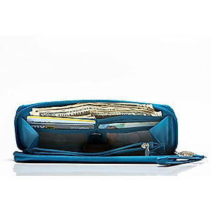 Big Skinny Women's Panther Clutch Slim Wallet, Holds Up to 40 Cards, Ocean Blue