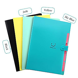 SKYDUE 4 Packs Expanding File Folder with 168 Labels,5 Pockets A4 Letter Size Accordion Folder Paper Organizer for School and Office (4 Pack 2)