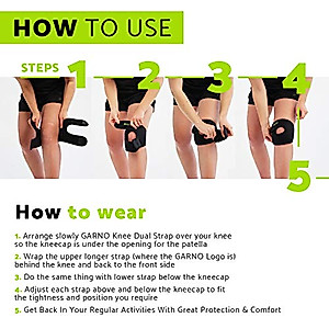 GARNO Knee Brace, Adjustable Neoprene Stabilizer for Meniscus Tear, Arthritis, Tendonitis, MCL, ACL, Pain Relief & Recovery, Tendon Support Strap for Running; Men & Women (Small/Medium Size)