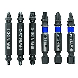 IRWIN Tools IMPACT Performance Series SCREW GRIP Double-Ended Screw Extractor Insert Bits, 6-Piece Set (1876225)