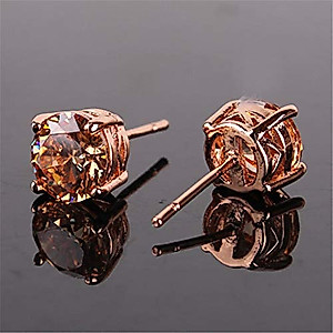 GULICX Rose Gold Tone Yellow Crystal Royal Journey Jewelry Eternity Stud Earring