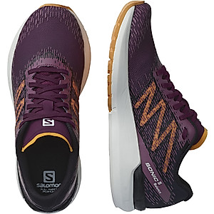 Salomon Women's Sonic 5 Balance W Trail Running Shoe, Grape Wine/Black/Blazing Orange, 7.5