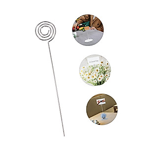 Kisangel 30pcs Silver Decor Holder Clamp Wire Pick Swirl Place Prom Decorations Paper Clip Cake Ring Wedding Birthday Clips Picture Note Table Decorative Bouquet Office for Flower Memo