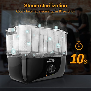 Towel Steamer-Hot Towel Warmer 600 W Tabletop Moist Towel Heater, Holds up to 18 Towels,30 Minute Auto Shut Timer,Professional Salon Equipment Towel Warmer for Facials,Spa,Barbers,Massage (Black)