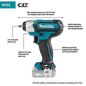 Makita WT04Z 12V Max CXT 1/4" Impact Wrench, Tool Only