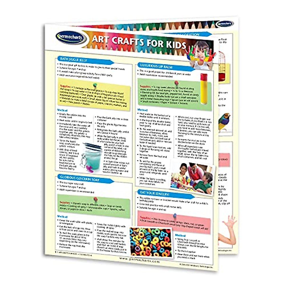 Home-Schooling Guides 4 Chart Bundle - Pre-K to Grade 2 - Laminated Charts on Early Math, Early Spell, Arts and Craft, Color and Shapes Quick Reference Guides by Permacharts