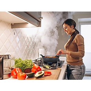 Healthy Choices 3 Qt Pre Seasoned Cast Iron Grilling Wok with 2 Loop Handles, 12" Heavy Duty Wok Pan, Griddle & Stir Fry Pans, Induction Cooktop, Oven Safe, Stovetop, Indoor/Outdoor, Indian Deep Kadai