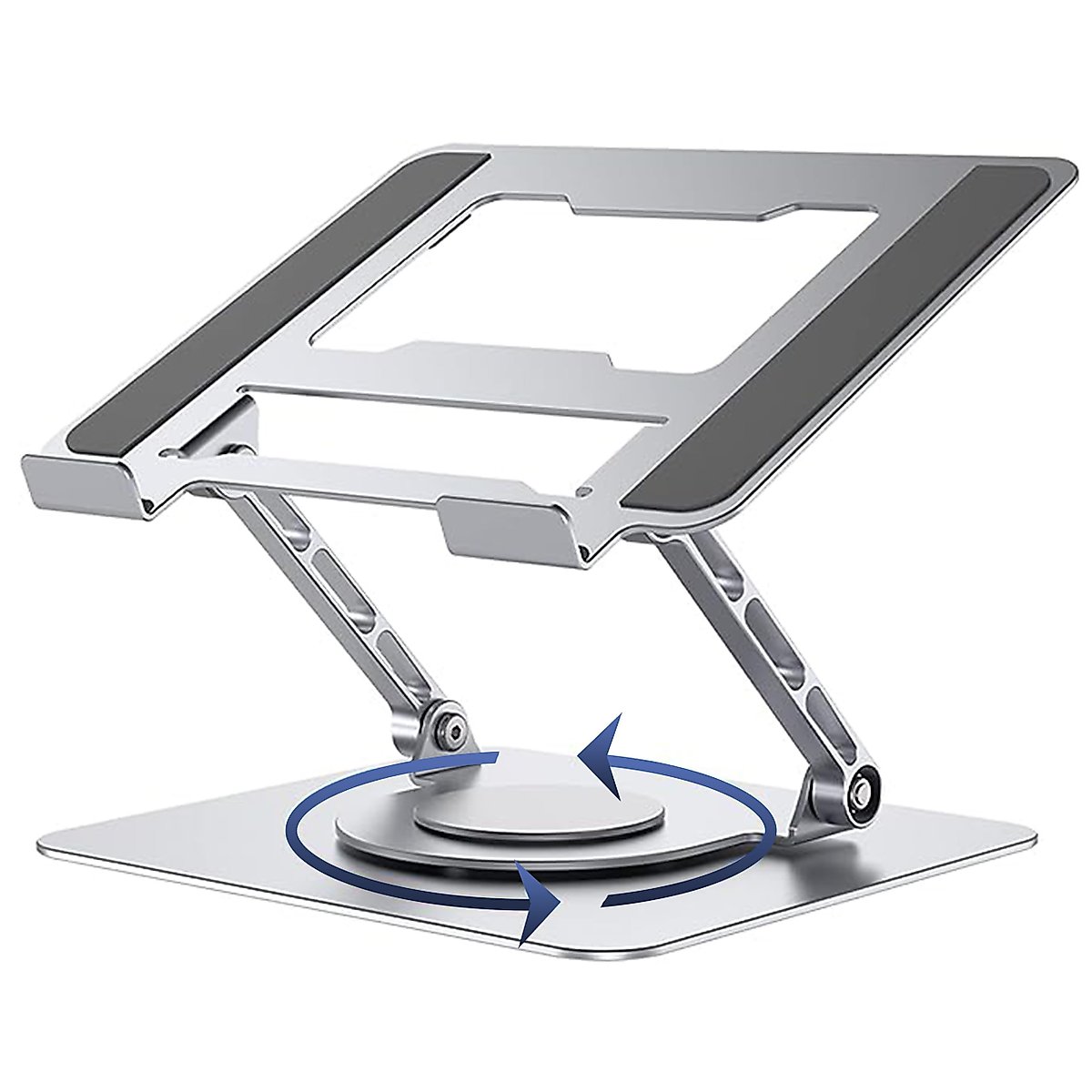 Peymoxra Laptop Stand Aluminum Computer Stand for Desk with 360° Rotating Base Adjustable Height and Angle Ergonomic Designe, Compatible with MacBook, Tablets and All Notebook 7-17" Silver