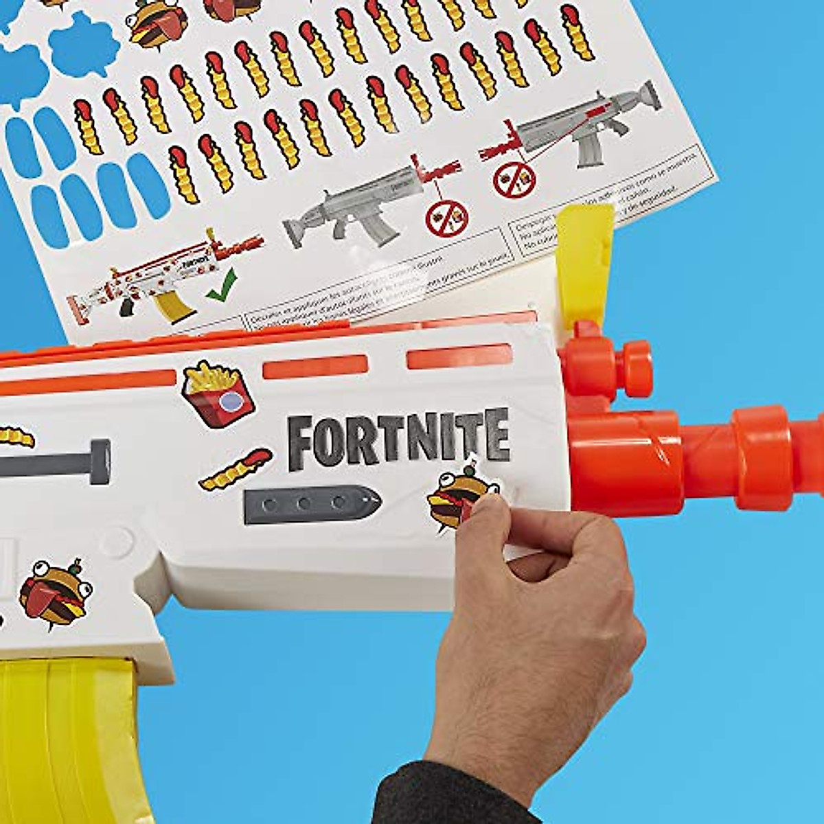 Nerf Fortnite AR-Durrr Burger Motorized Blaster - Customizing Stickers, 20 Darts, 10-Dart Clip - for Youth, Teens, Adults (Amazon Exclusive)