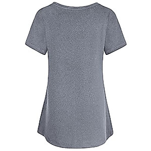 MISS FORTUNE Women's Yoga Tops Short Sleeve Active Wear Dry Fit Shirts Fashion Plus Size Workout Clothing Loose Grey XL