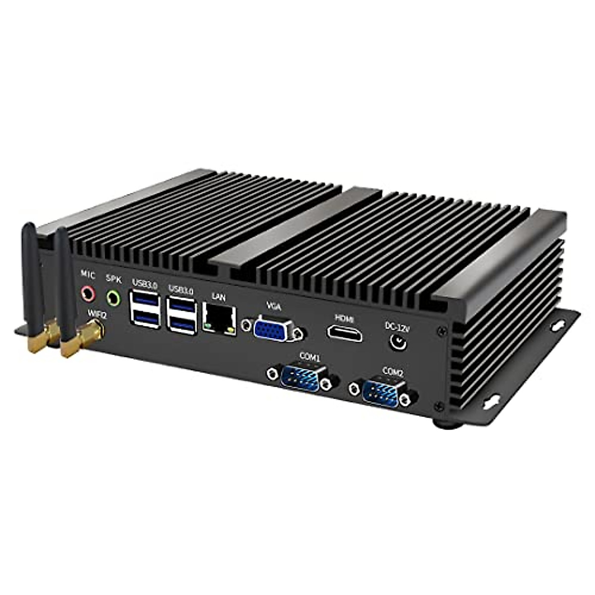 msecore Mini Industrial PC, Rackmount Fanless Computers, Wall-mountable Desktop with i3-4005U, 8GB RAM, 128GB SSD, VGA, HDMI, 2xCOM RS232, WOL, Windows 10 Pro