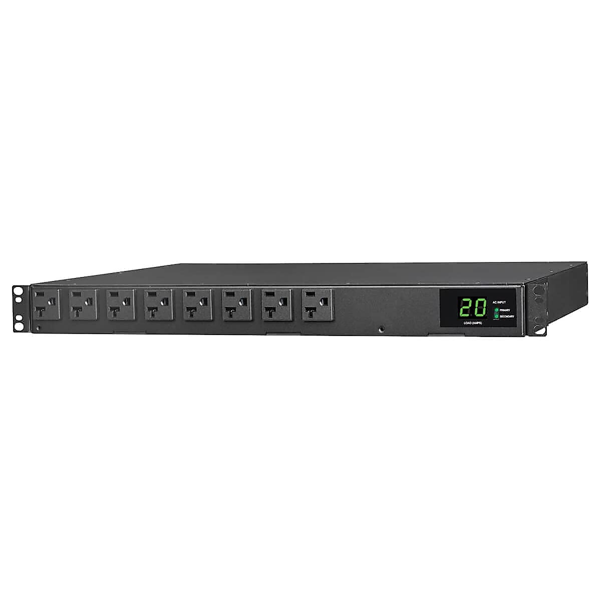 Tripp Lite Metered PDU, Auto-Transfer Switch (ATS), 20A, 120V, 1.92kW, Single-Phase - 16 Outlets (5-15/20R), Dual 12ft L5-20P Input Cords - 1U Rackmount, TAA Compliant, 2 Year Warranty (PDUMH20ATS)