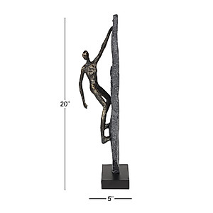 Deco 79 Polystone People Decorative Sculpture Climbing Home Decor Statue, Accent Figurine 6" x 5" x 19", Bronze