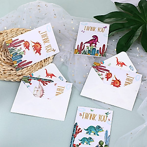 72 Pcs Dinosaur Thank You Cards Includes 36 Pieces Dinosaur Envelopes and 36 Pieces Cactus Dino Thank You Cards Watercolor Dino Blank Notes for Baby Shower kids Birthday Party