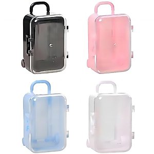 BaaSid 4PCS Mini Plastic Travel Suitcase Candy Box Suit for Doll Wedding Party Decoration,Doll Suitcase, Mini Luggage,suitcase Gift Box
