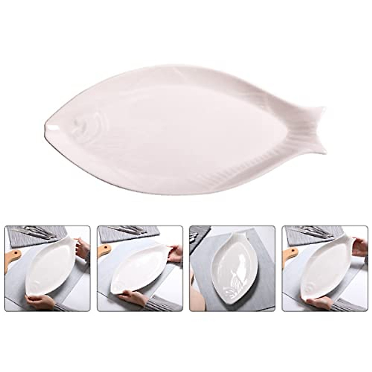 Cabilock 1pc Restaurant Meat Hotel Household Salad Dishes Pizza Platters, Supplies Sushi, Display Server Platters Food Cocktail Dish Shape Ceramics Fish, Serving Arge Birthday Trays Coffee