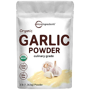 Organic Garlic Powder, 3lbs | Premium Source from Harvested Raw Allium Sativum Bulb |Culinary Grade | Great for Seasonings, Meats & Vegetables | Additive Free, Non-GMO, Bulk Supply