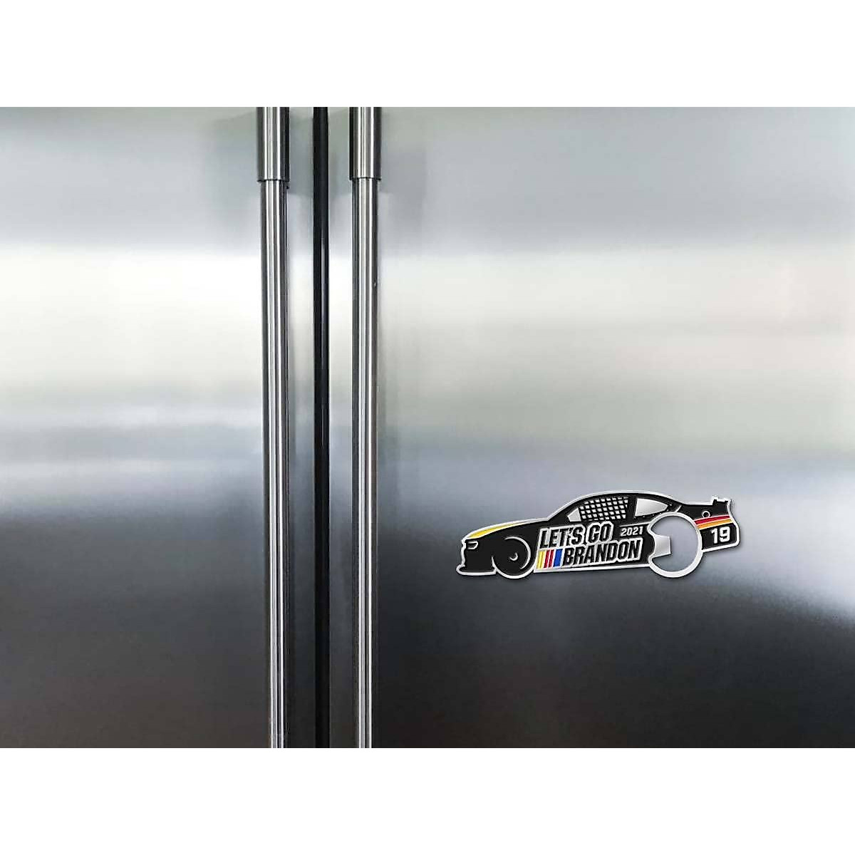 Milspin Let's Go Brandon Magnetic Bottle Opener - Political Gift | Trump | Biden | NASCAR | Gag Gift | For Conservative or Libertarian, Not Liberal | FJB | LGB