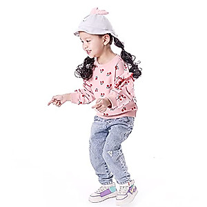 BINIDUCKLING Toddler Crew Neck Sweatshirt Girls 2T Cherry Pink