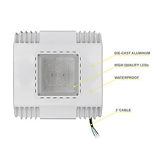 NUWATT LED Waterproof Canopy Gas Station Light Fixture 150W, Ultra Bright Daylight 5000K, 18000 Lumens, Internal Driver, Outdoor High Bay Garage Carport 120-277V DLC Listed