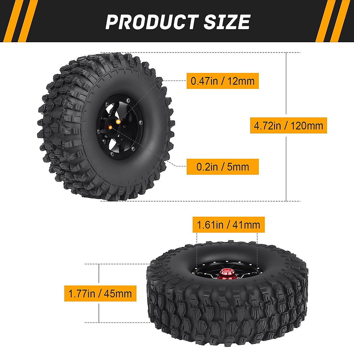 CrazyHobby Aluminum 1.9 Beadlock Wheels and Tires w/Foam for TRX4 Axial SCX10 II III RR10 Wraith Redcat Gen 8 Scout II RC4WD 1/10 Scale RC Crawler Rocks Mud Tyres Rims