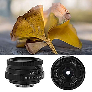25Mm F1.8 Lens, CCTV C Mount Wide Angle Lens, 2.36 * 2.36 * 1.26 Black for Sony Nex Camera Indoor(Black)