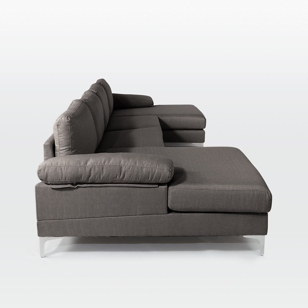 Casa Andrea Milano Modern Large Linen Fabric U-Shape Sectional Sofa, Double Extra Wide Chaise Lounge Couch