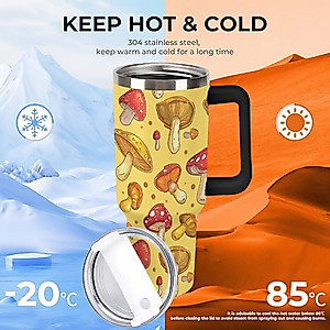 The Various Mushroom Art 40OZ Tumbler Stainless Steel Travel Mug Water Bottle Car Cup Tea Cups with Lid Black-style