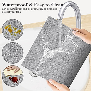 JUCCWARM Faux Leather Placemats Set of 6,Heat Resistant Placemats for Dining Table, Easy Clean Non-Slip Place Mats, Waterproof Stain Resistant Wipeable Washable PU Table Mats, (Light Grey)