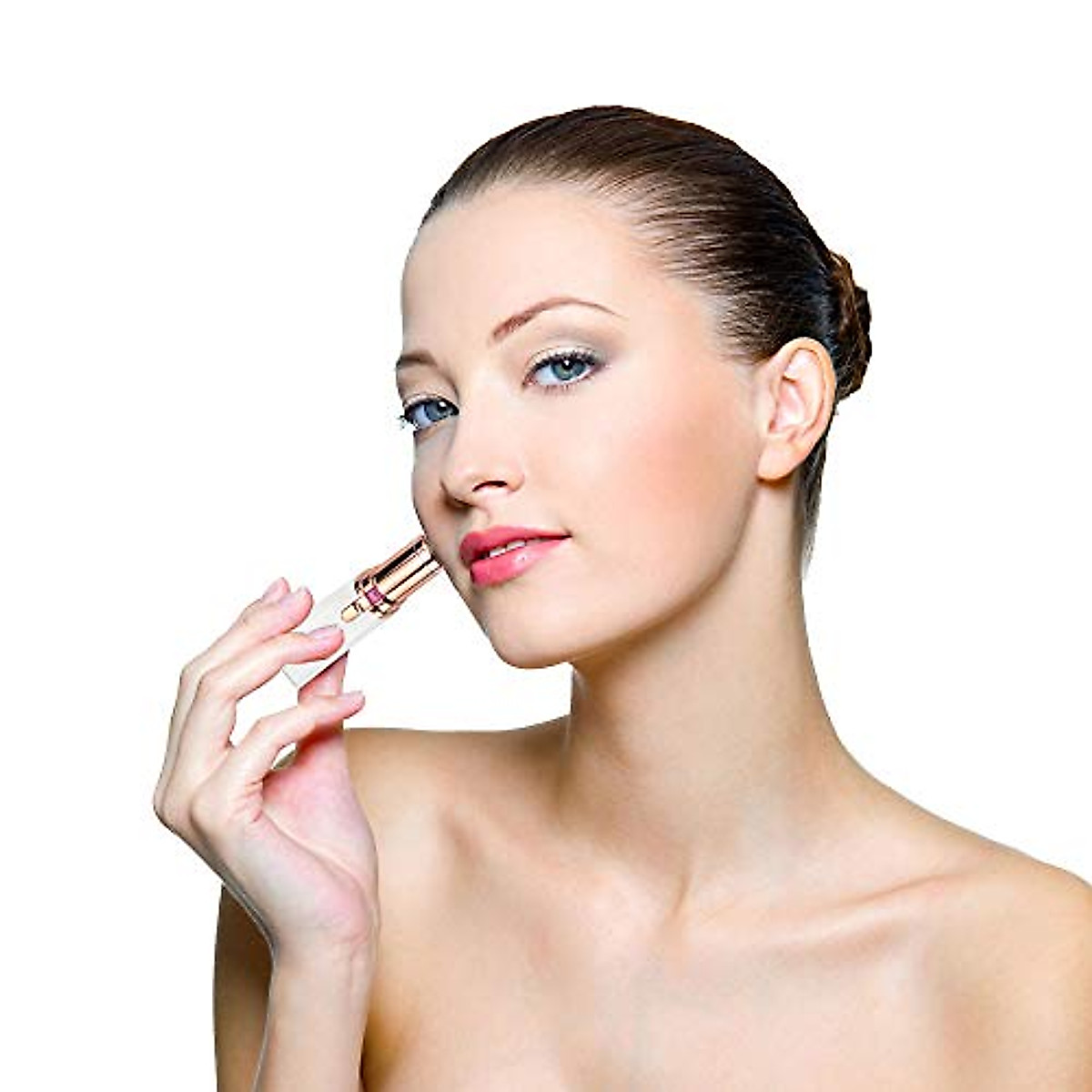 Sky Tower Professional Battery-Operated Women's Painless Facial Hair Remover, IPX7 Waterproof, for Face Upper Lip Chin Peach Fuzz Cheeks Arm (White)