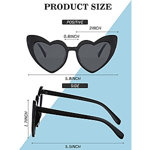 Flutesan 24 Pair Bachelorette Sunglasses Heart Sunglasses Retro Heart Shaped Eyewear Vintage Cat Style Glasses for Women(Black)