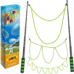 E-Know Bubble Wand,3 Style Giant Bubble Wand Outdoor Toy for Kids, Recyclable Stainless Steel,Telescopic Design Bubble Party Favors, Works Best Bubbleventi Bubble Mix