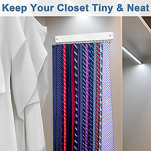 Tie Rack Wall Mounted Belt Hanger, 360° Rotating Tie Hanger Belt Organizer 20 Storage Hooks for Belt, Ties, Purse, Scarves, Tank Top, Hats, Medals