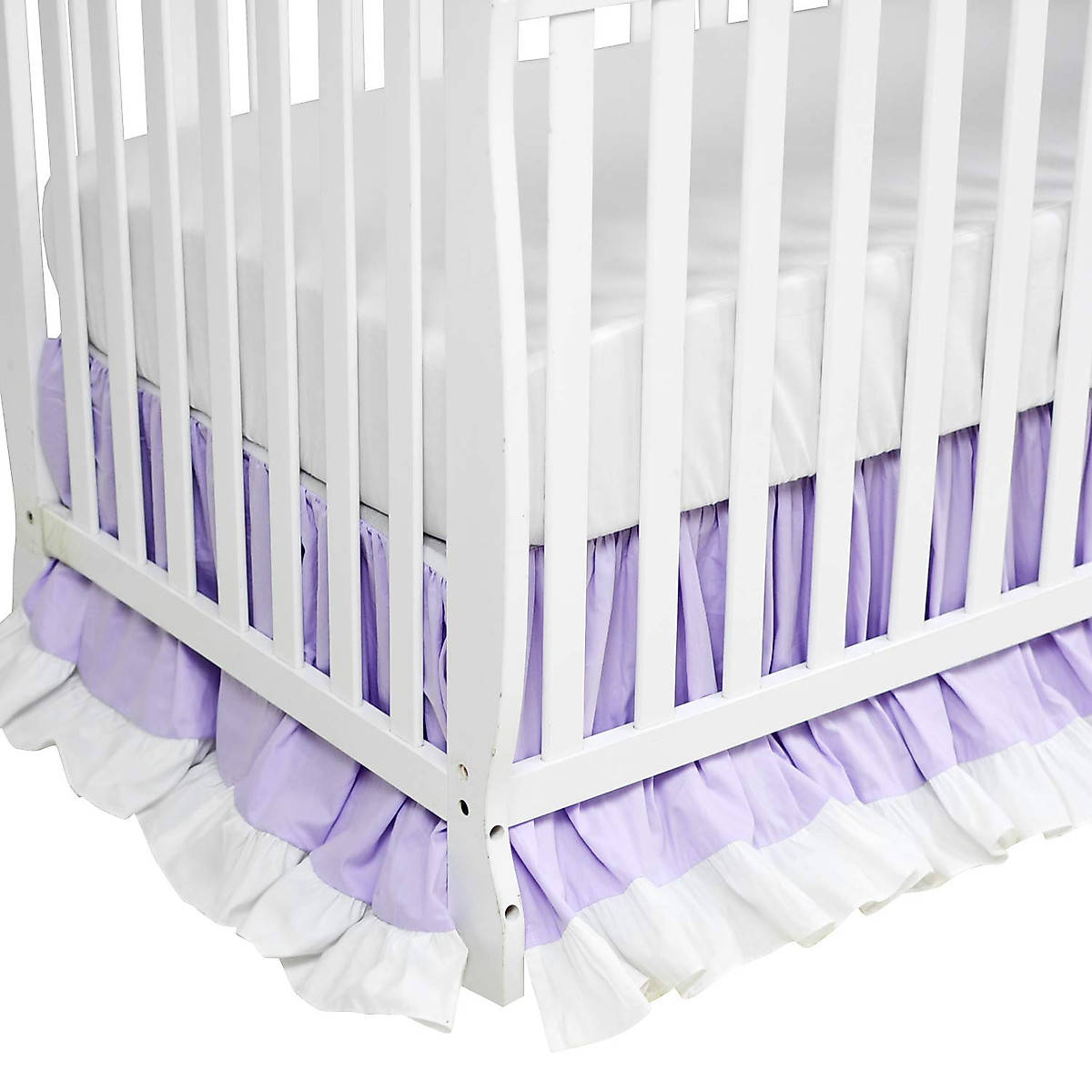 Brandream Luxury Purple Crib Bedding Set for Girls Elegant Princess Nursery Bedding Solid Sweet Ruffle Comforter 3 Piece, 100% Cotton