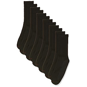 Hanes mens Double Tough Crew 6-pair Pack, Available in Big & Tall Casual Sock, Black, 6 12 US