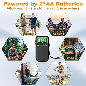Portable Radio AM FM SW, Transistor Radio with LED Flashlight, 2AA Battery Operated Radio for Long Range Reception, Emergency Pocket Walkman Radio for Indoor, Outdoor,Walk,Jogging,Gym,Camping
